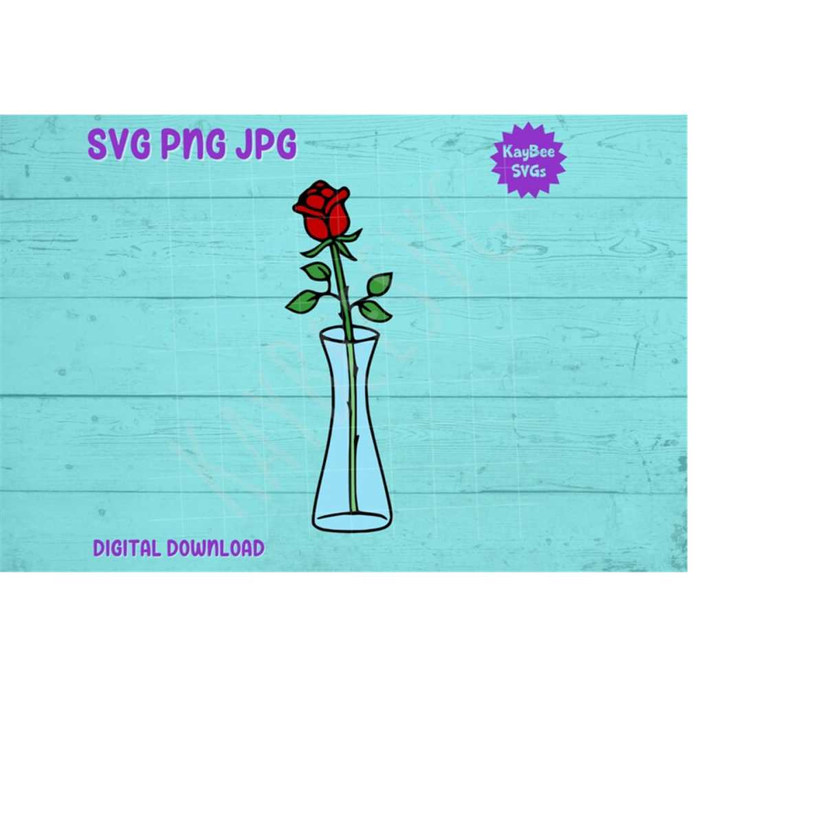 Rosebud in Vase SVG PNG JPG Clipart Digital Cut File Downloa | Inspire ...