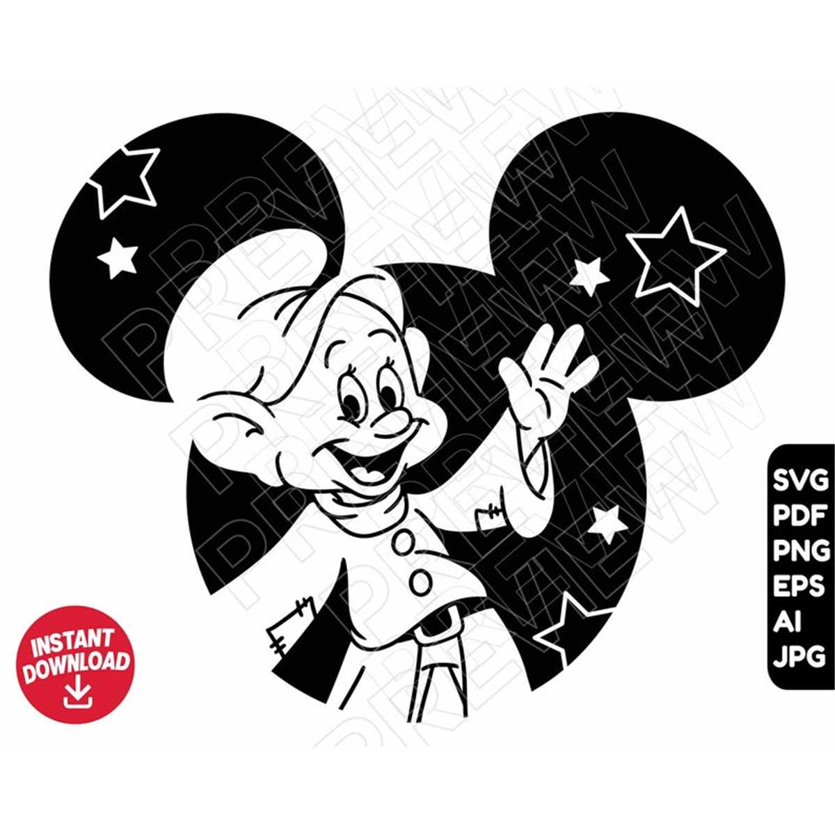 Dopey dwarf Disneyland SVG png clipart , cut file outline si | Inspire ...