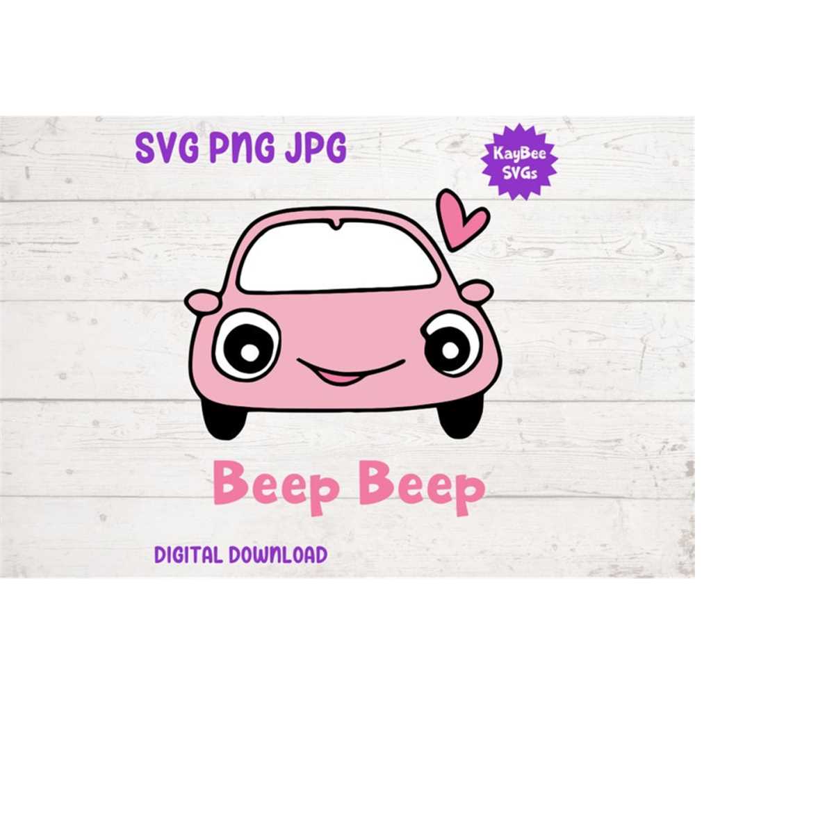 Beep Beep - Kawaii Cute Pink Car SVG PNG JPG Clipart Digital - Inspire Uplift