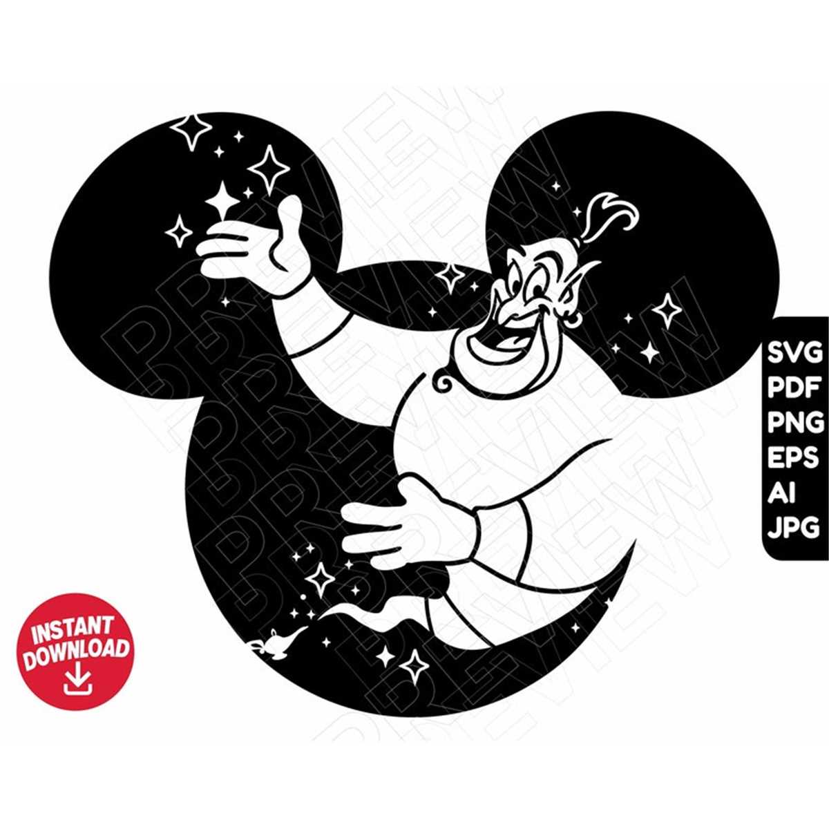 Genie SVG Aladdin png clipart , Disneyland ears svg , cut fi - Inspire ...
