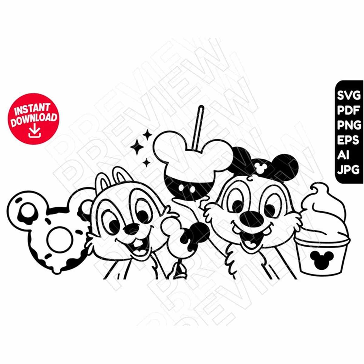 Chip and Dale SVG clipart png , Disneyland snacks svg , cut | Inspire ...