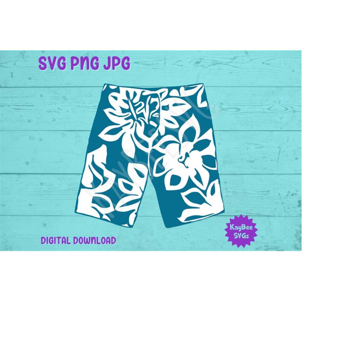 Blue Flowered Board Shorts SVG PNG Jpg Clipart Digital Cut F - Inspire ...