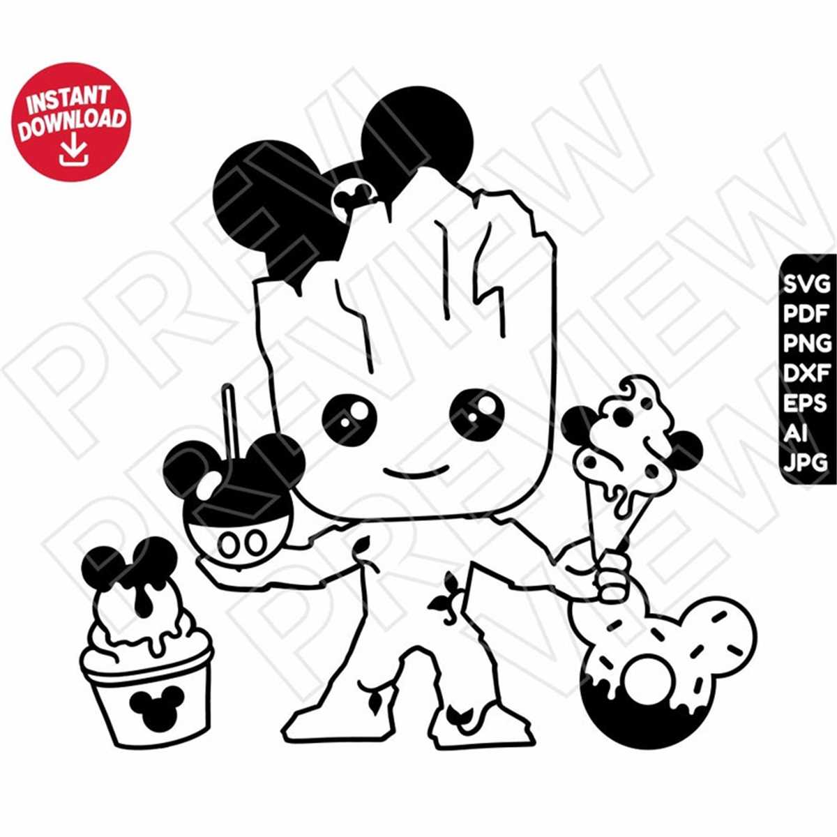 Groot disneyland snacks SVG dxf png clipart , cut file outli - Inspire ...