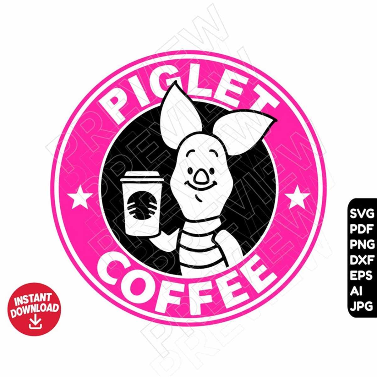 Piglet SVG coffee winnie the pooh dxf png clipart , cut file | Inspire ...