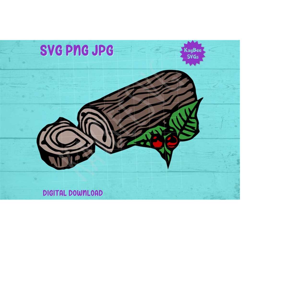 Yule Log Christmas SVG PNG JPG Clipart Digital Cut File Down - Inspire ...