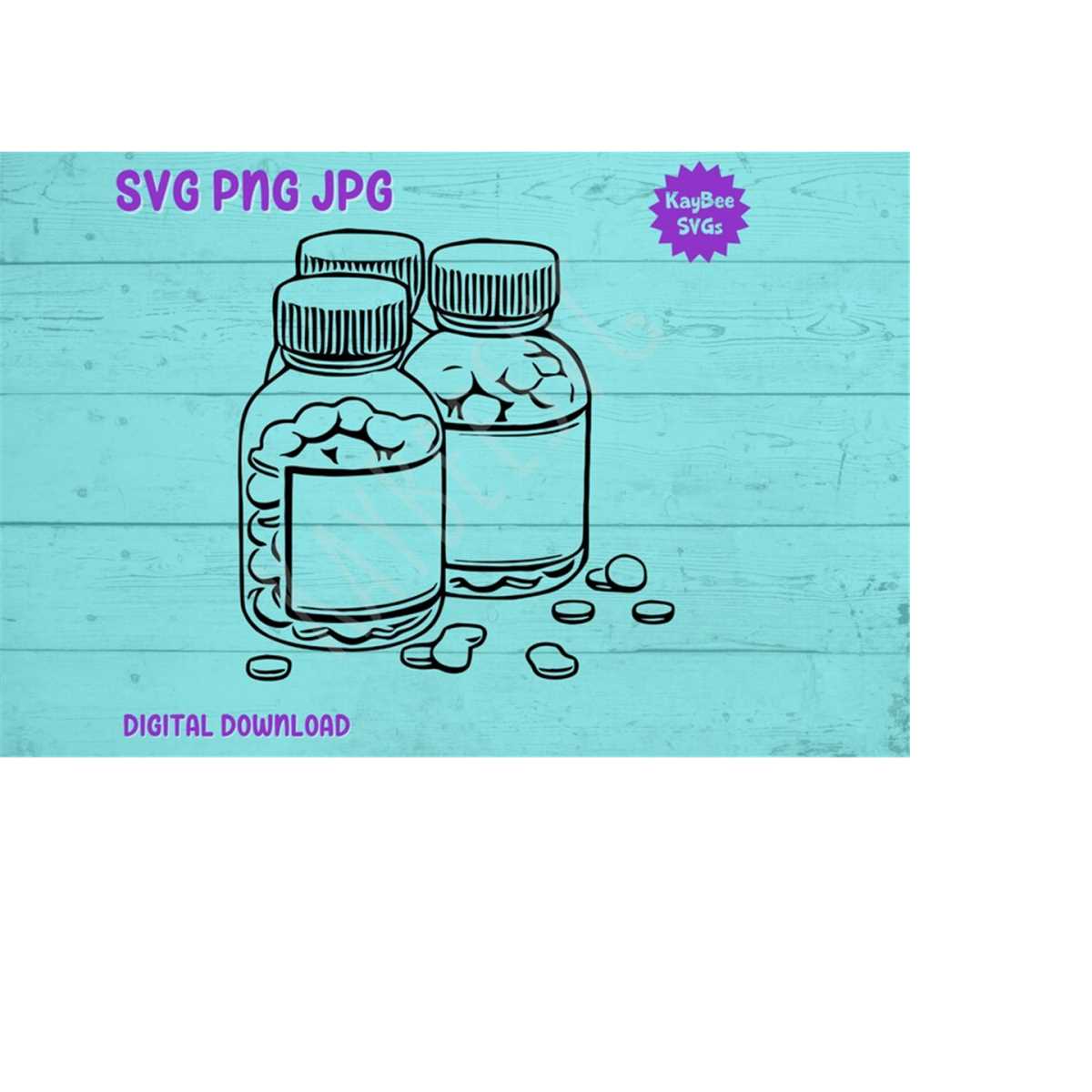 Pharmacy Medicine Pill Bottles SVG PNG JPG Clipart Digital C - Inspire ...
