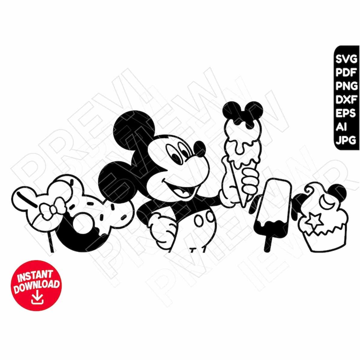 Mickey SVG snacks svg png dxf clipart , cut file outline sil - Inspire ...