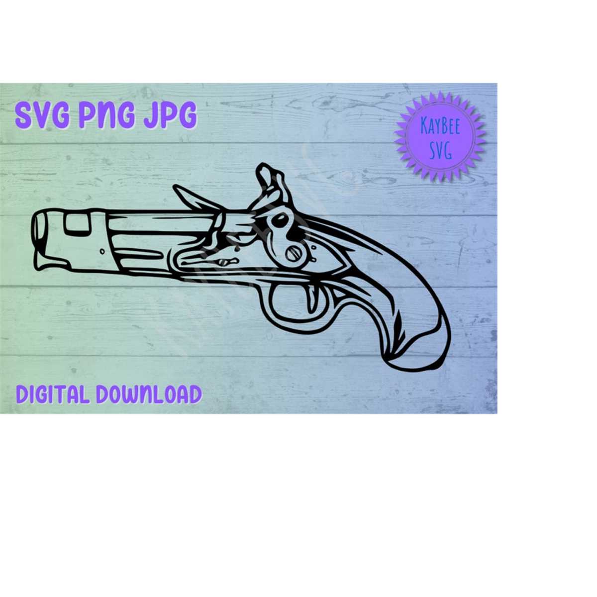Antique Percussion Pistol SVG PNG JPG Clipart Digital Cut Fi - Inspire ...