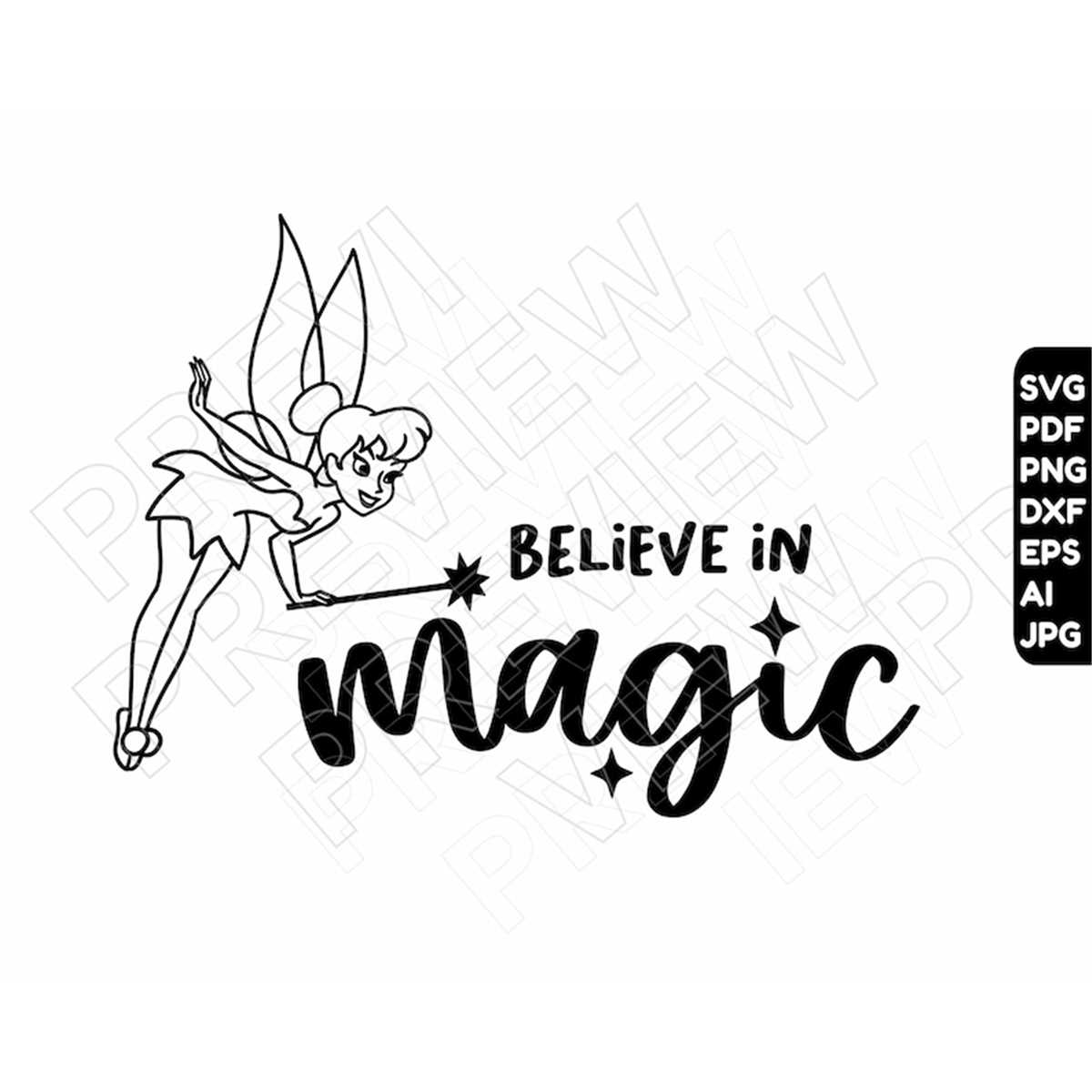 Tinkerbell SVG Believe in magic png clipart DXF , cut file o - Inspire ...