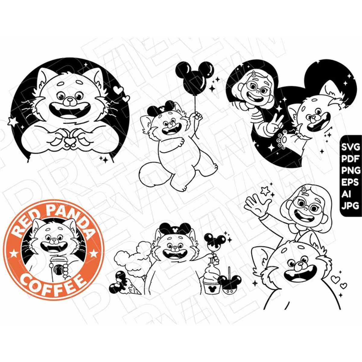 Turning Red BUNDLE SVG , 6 cut files outline silhouette | Inspire Uplift