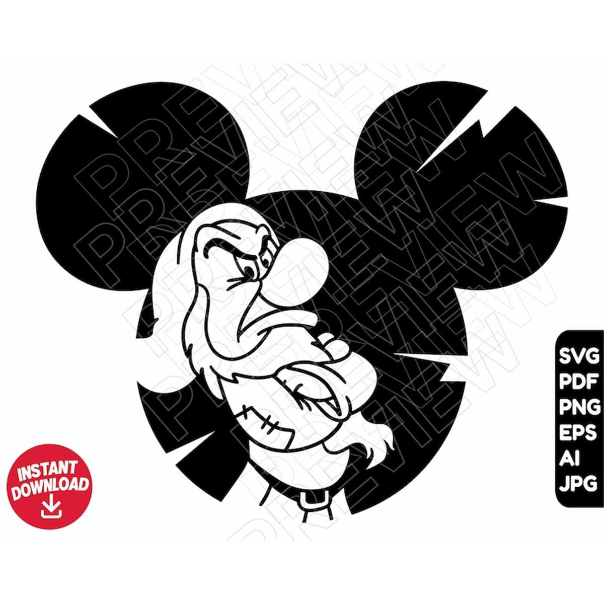 Grumpy SVG png clipart , cut file outline silhouette | Inspire Uplift