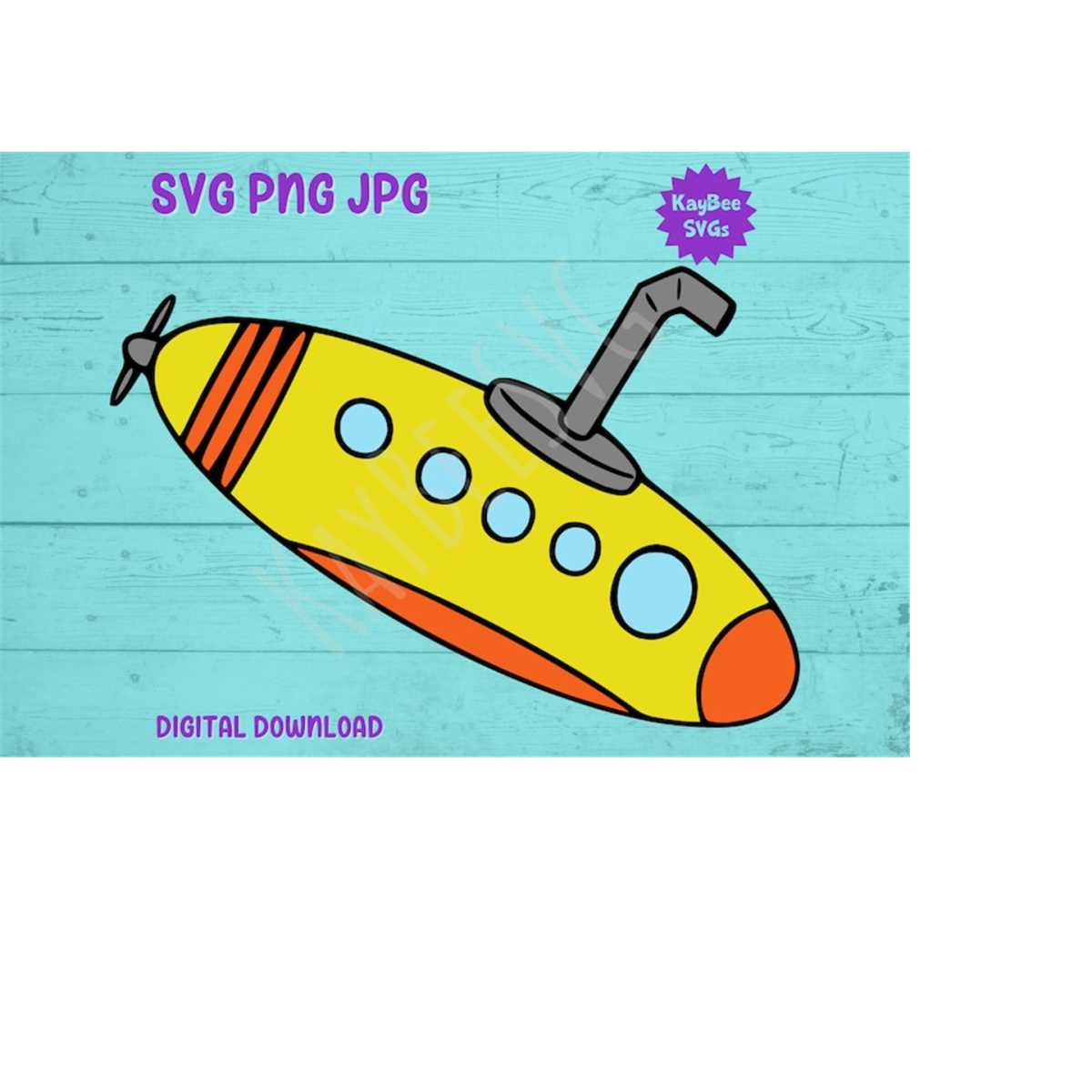 Cartoon Submarine SVG PNG JPG Clipart Digital Cut File Downl - Inspire ...
