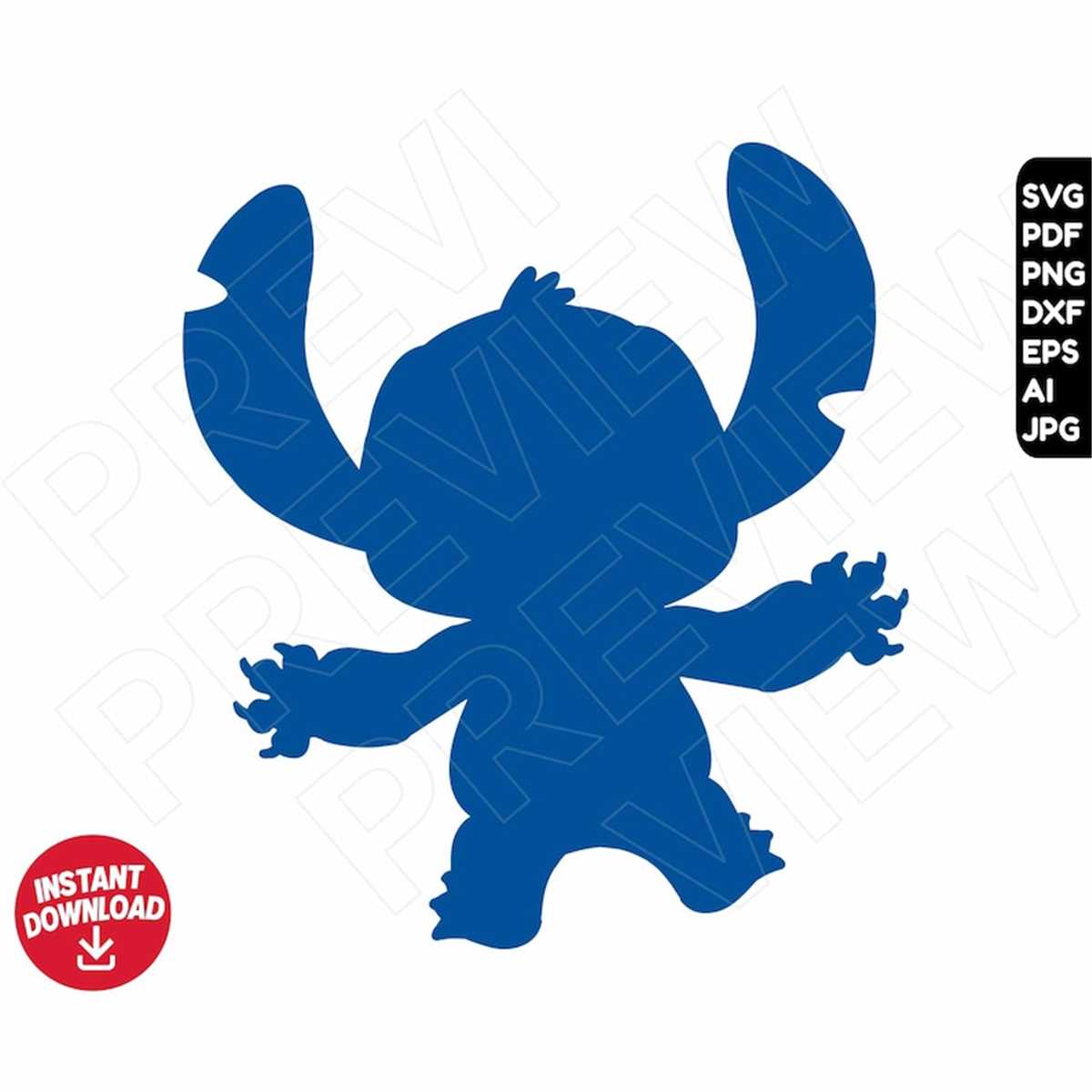 Stitch SVG silhouette dxf png clipart, cut file outline - Inspire Uplift