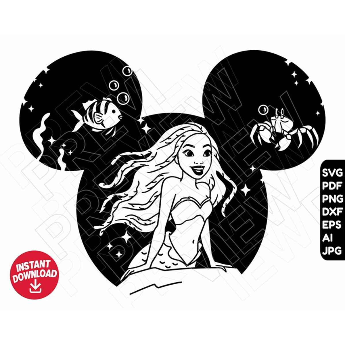 The little mermaid african american black ariel princess ear - Inspire ...