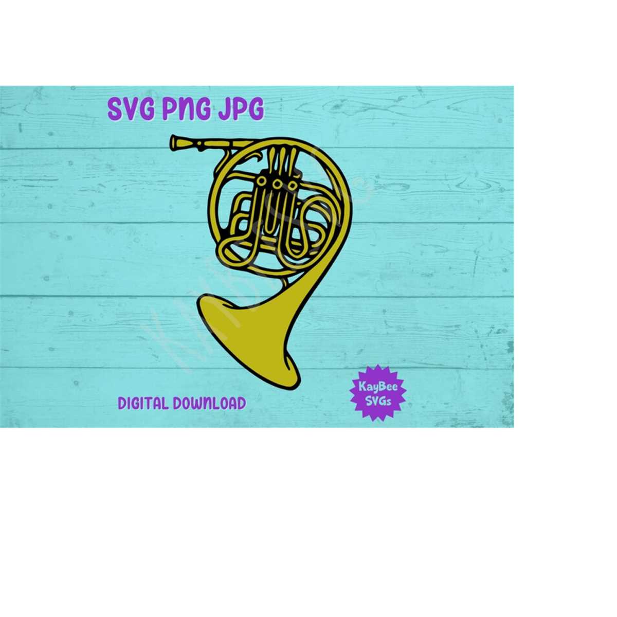 French Horn SVG PNG JPG Clipart Digital Cut File Download fo - Inspire ...