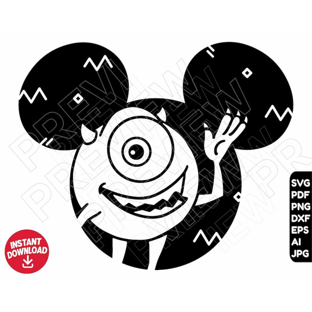 Monsters inc Mike SVG Ears DXF clipart png , cut file outlin - Inspire ...