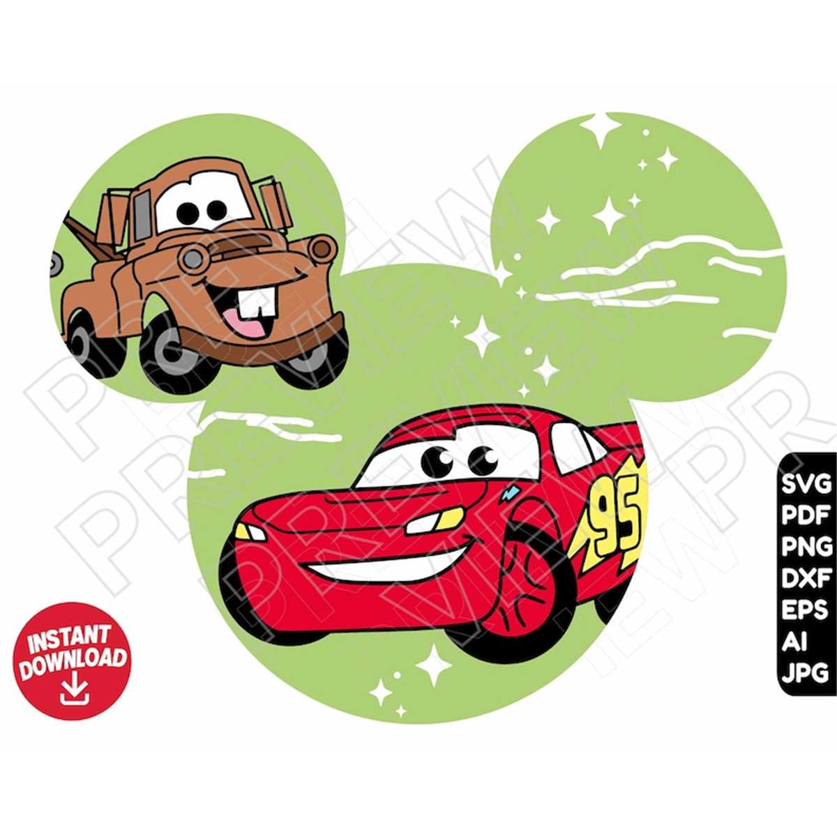 Cars ears svg lightning mcqueen tow mater , cut file layered | Inspire ...
