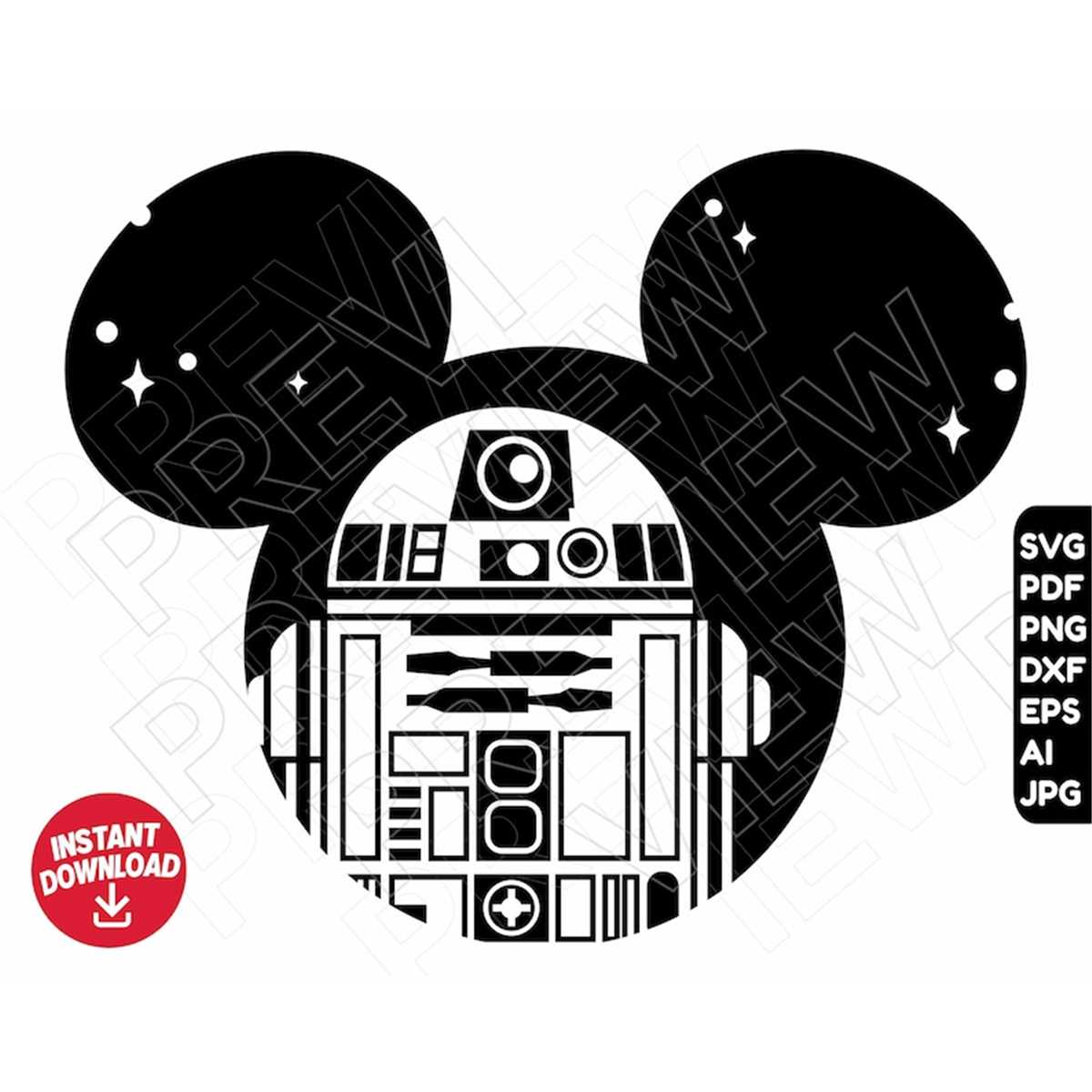 R2D2 SVG star wars ears DXF png clipart , cut file outline s | Inspire ...