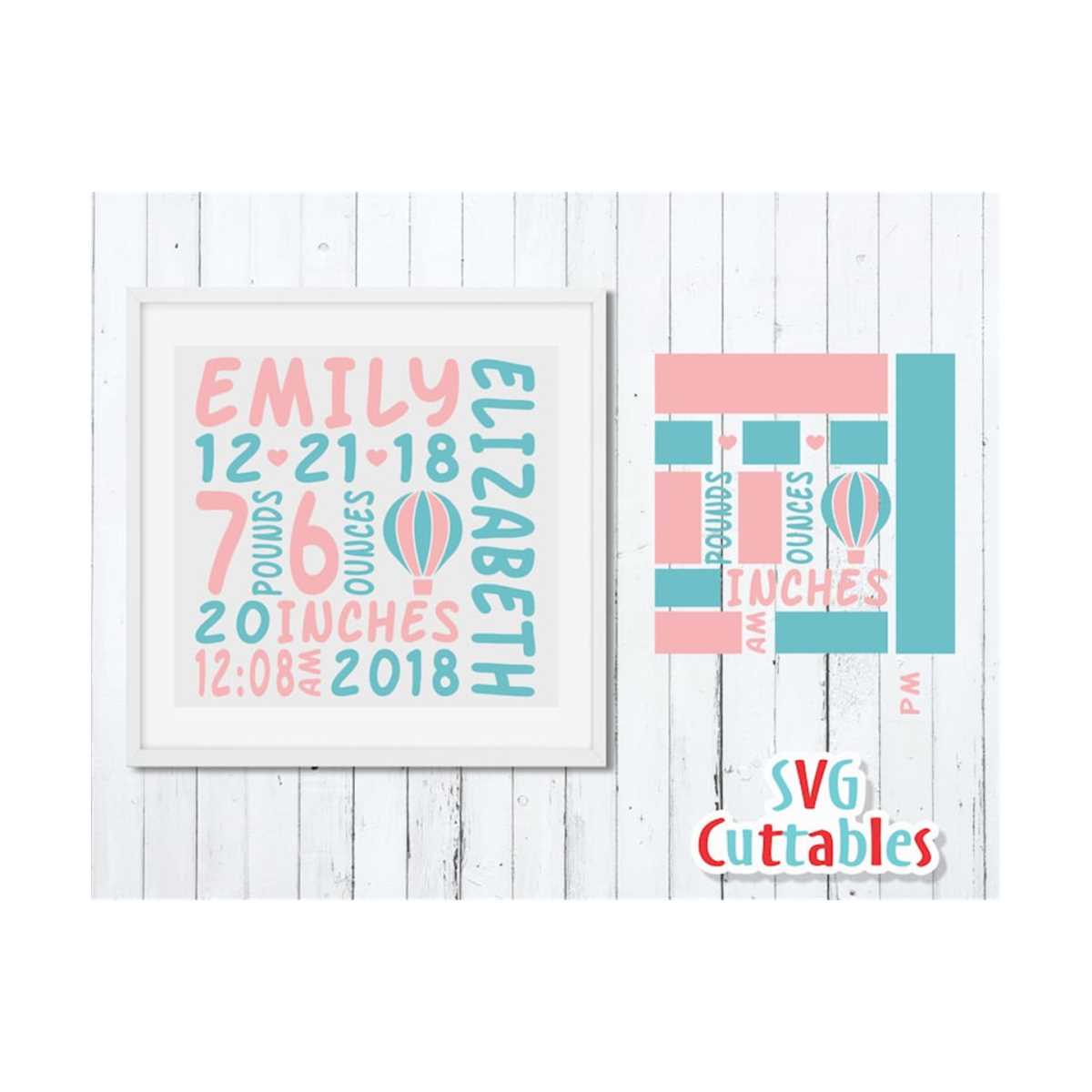 Baby Birth Announcement SVG - DXF - EPS - Baby Stats - Metri | Inspire ...