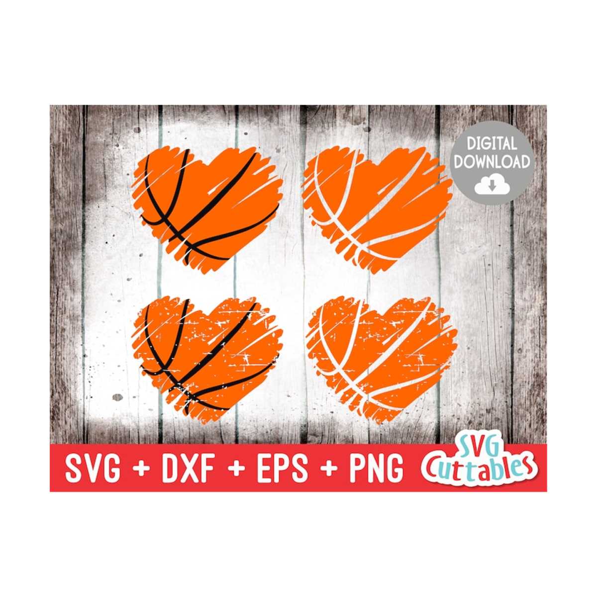 Basketball Heart svg - Basketball Cut File - svg - dxf - eps - Inspire Uplift