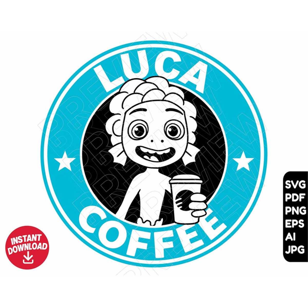 Luca SVG Coffee clipart png , cut file layered by color - Inspire Uplift