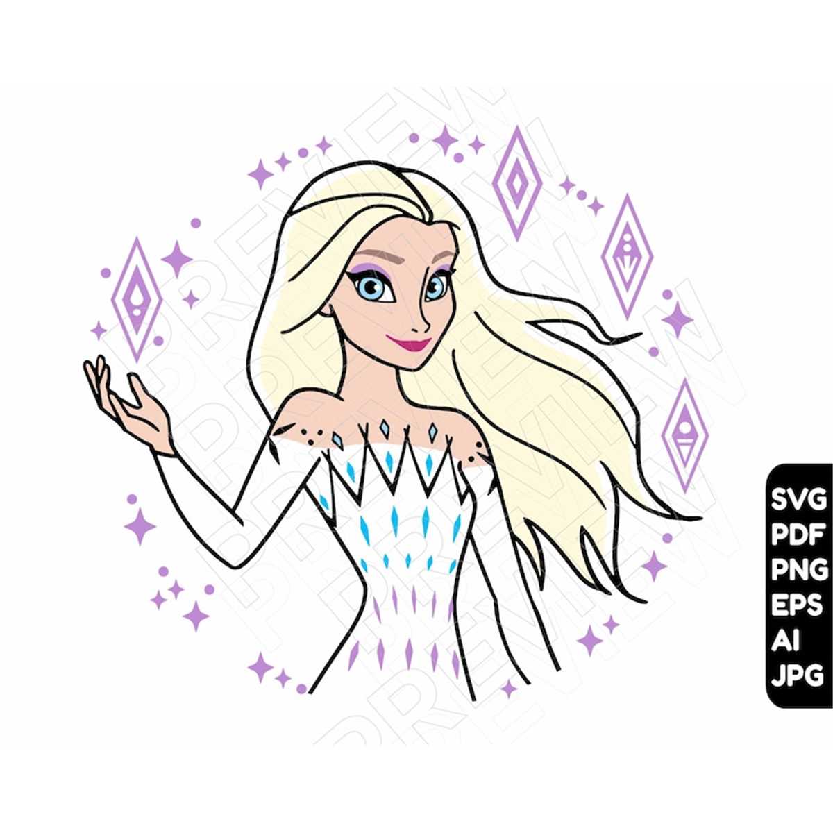 Elsa SVG Frozen svg elements clipart png , cut file layered - Inspire ...