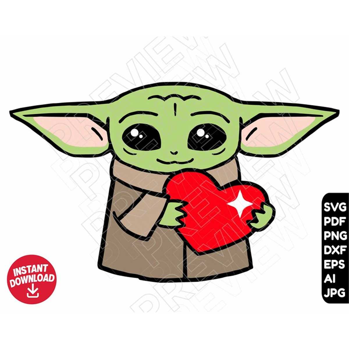 Baby Yoda SVG heart love png clipart , cut file layered by c - Inspire ...