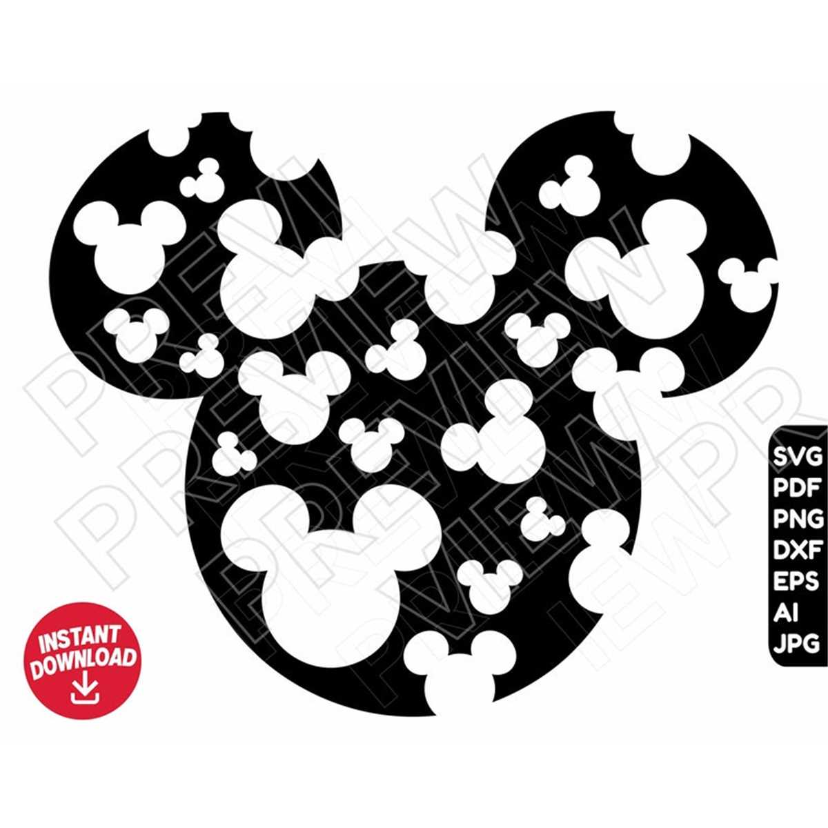 Mouse SVG ears svg png dxf, cut file outline silhouette - Inspire Uplift