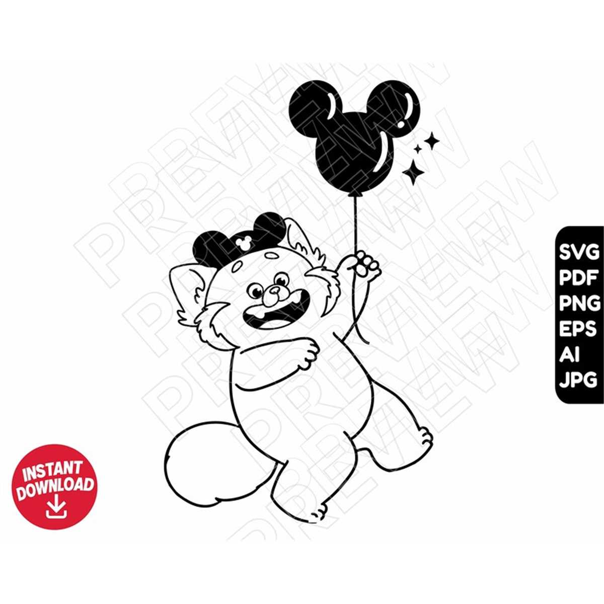 Turning Red SVG Mei Lee disneyland balloon , cut file outlin - Inspire ...