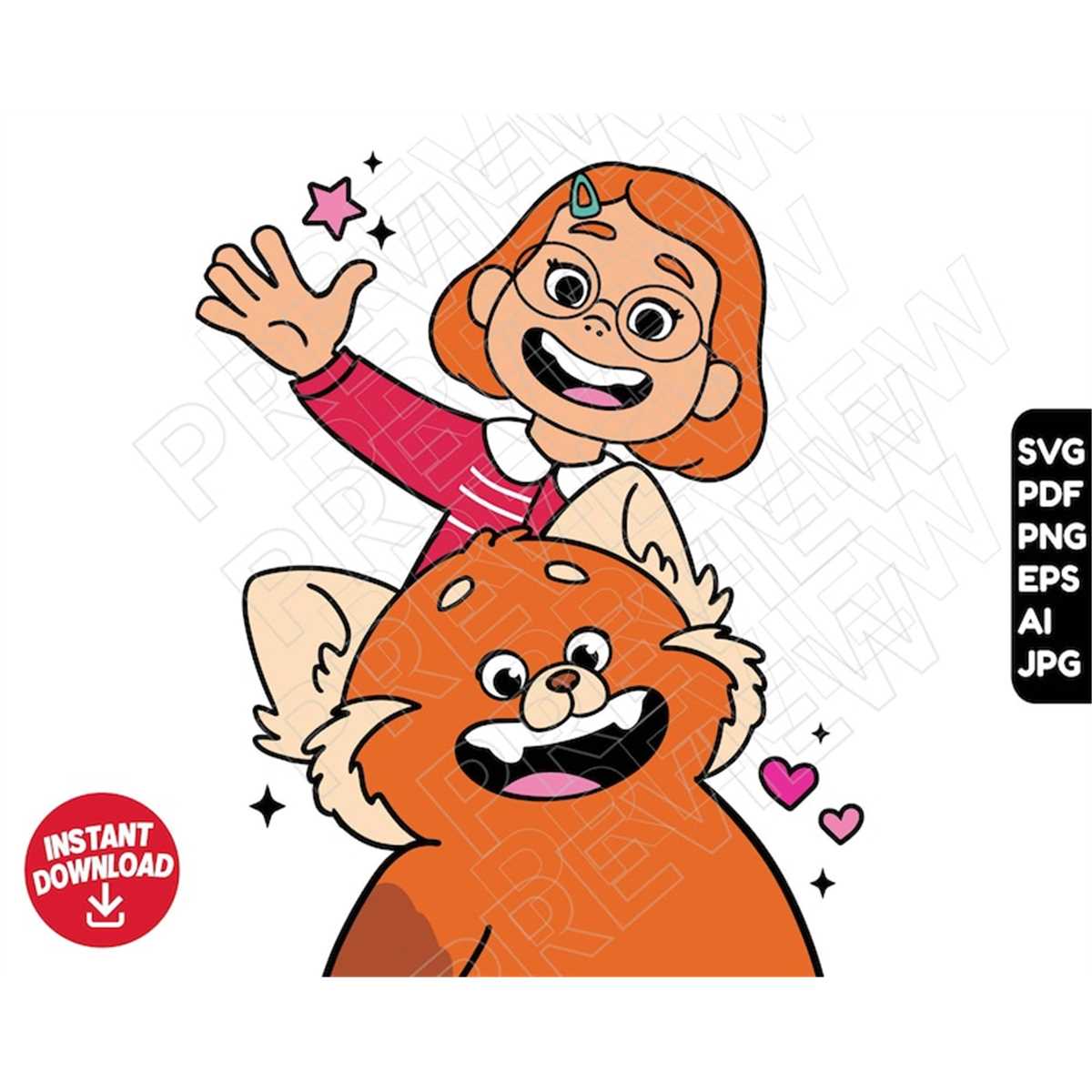 Turning Red Mei Lee clipart SVG png , cut file layered by co | Inspire ...