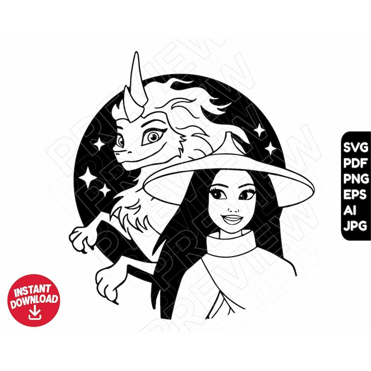 Raya and the last dragon SVG Sisu Raya Princess png clipart - Inspire ...