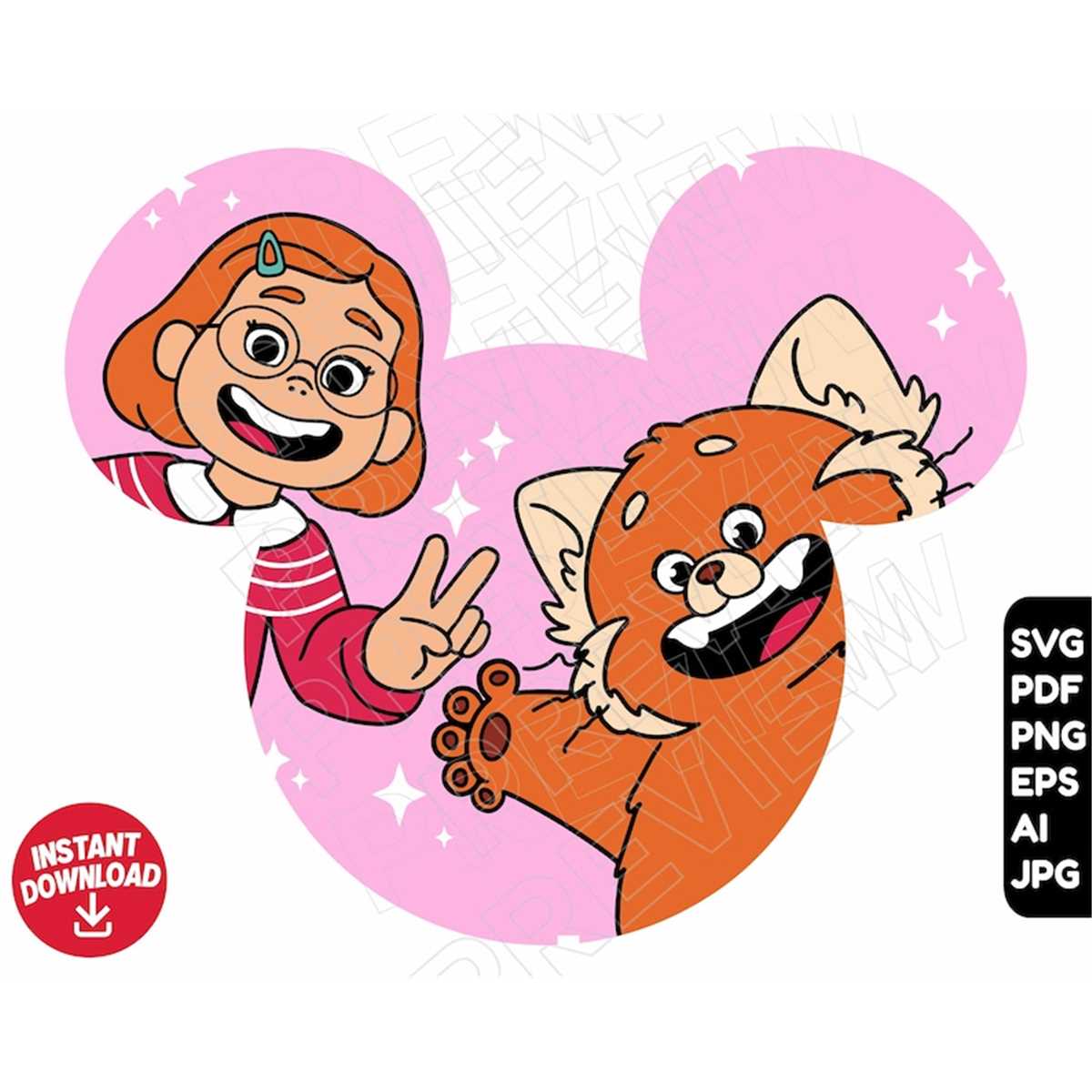 Turning Red SVG Mei lee Disneyland ears clipart , cut file o - Inspire ...