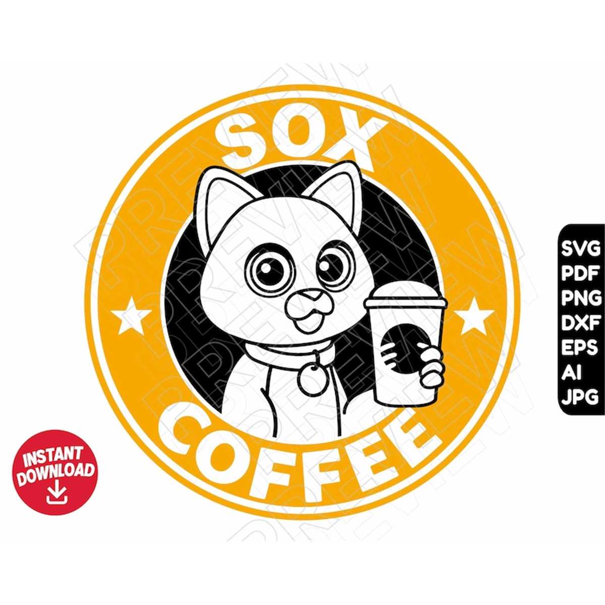 SOX SVG coffee png clipart dxf , cut file layered by color - Inspire Uplift