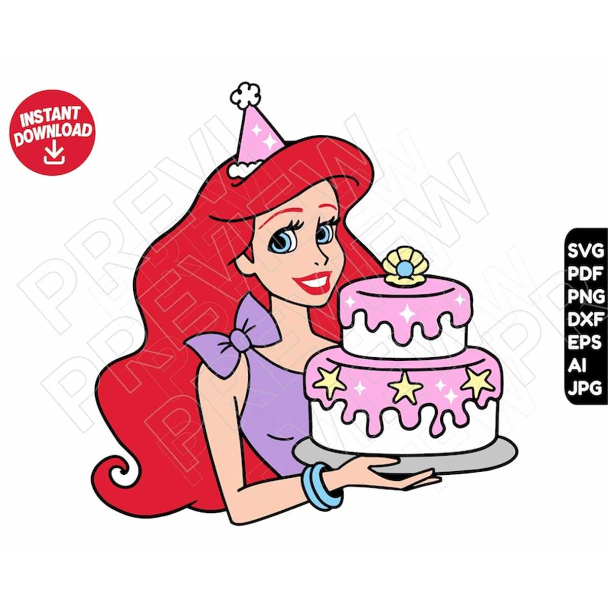 The little mermaid Ariel birthday SVG dxf png clipart , cut | Inspire ...