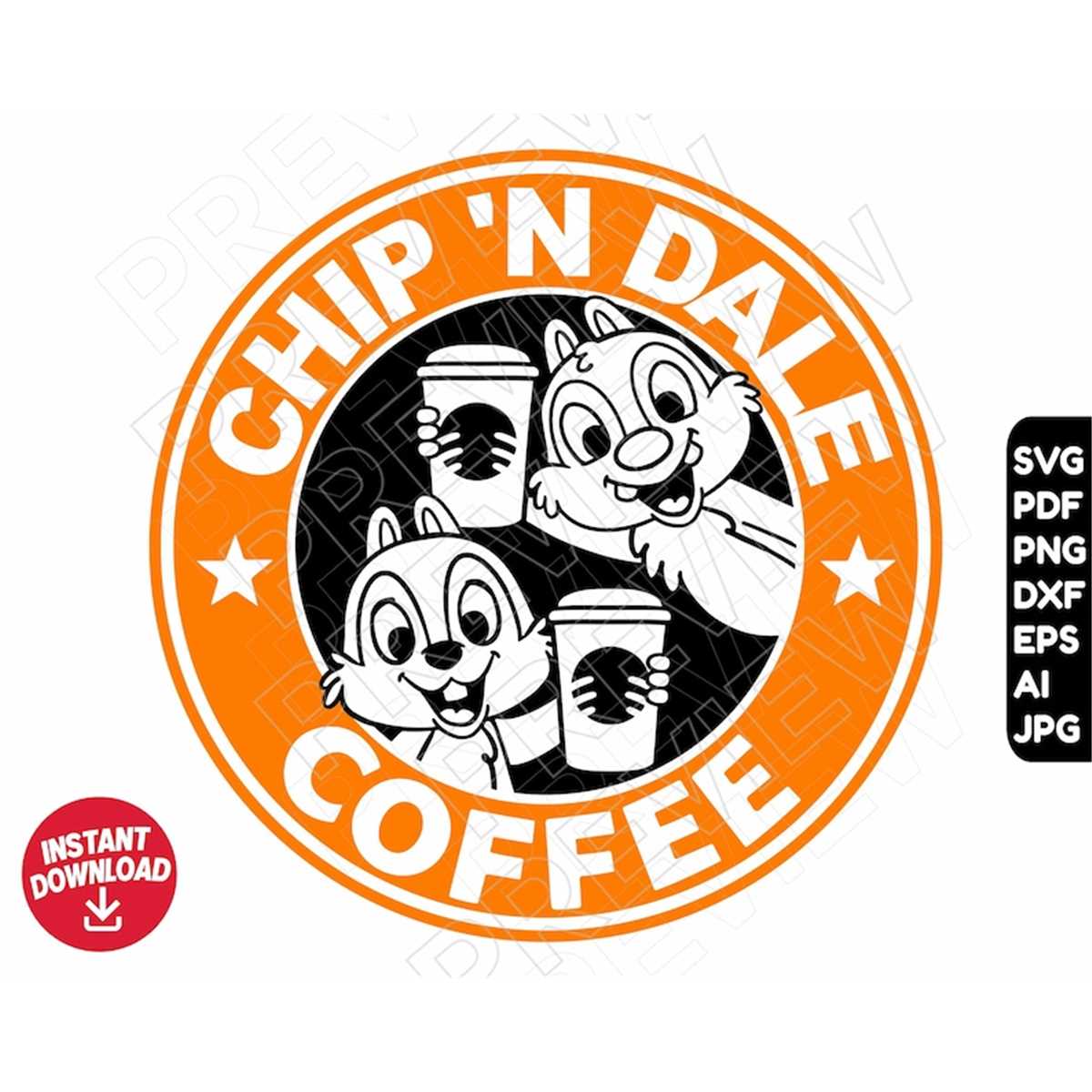 Chip and dale SVG Coffee png dxf clipart , cut file layered - Inspire ...