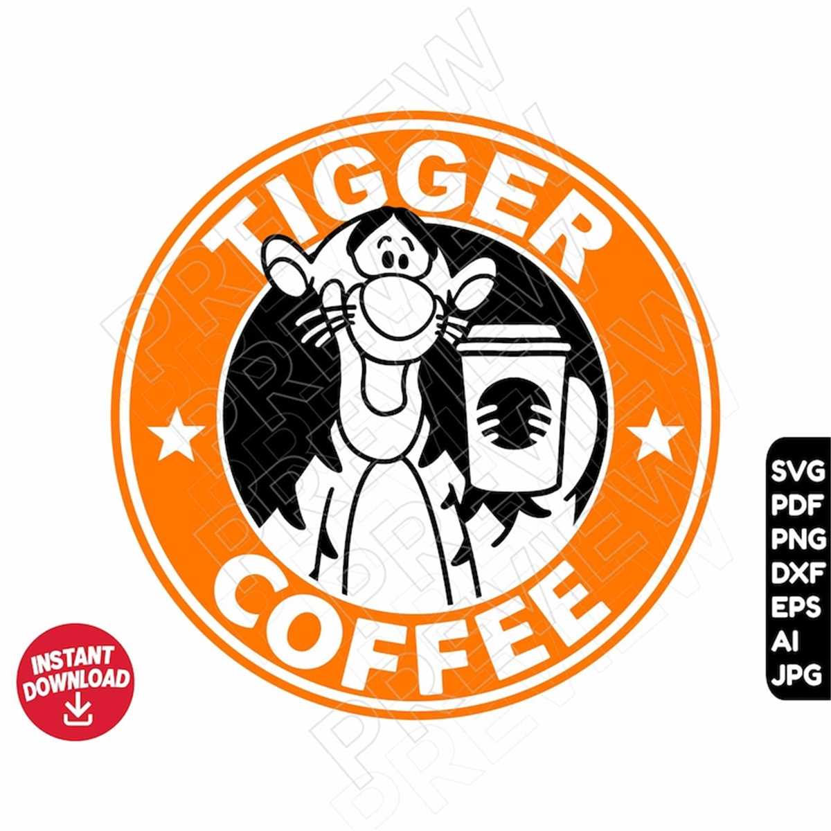 Tigger SVG coffee winnie the pooh coffee dxf png clipart, cu - Inspire ...