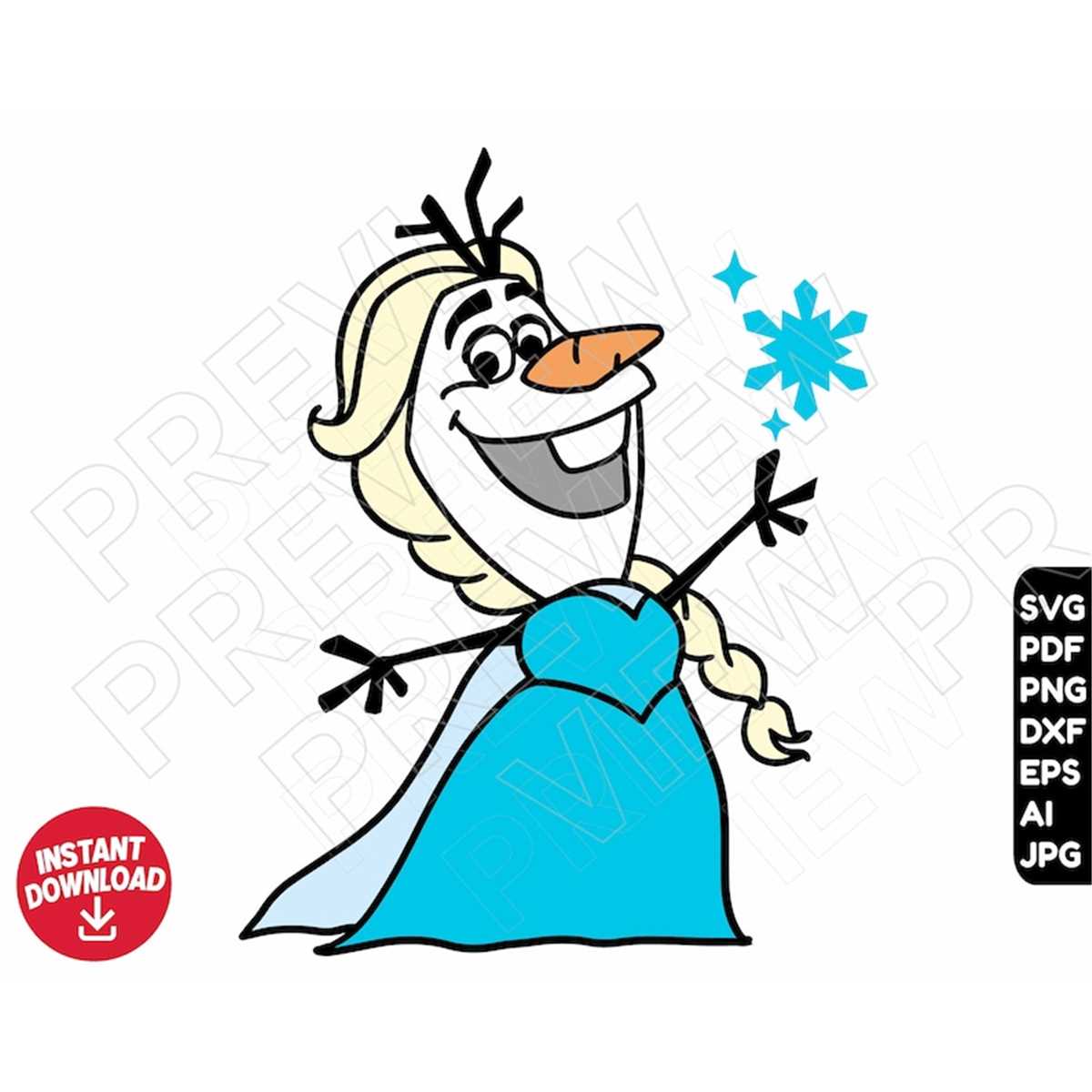Olaf SVG Elsa dress frozen dxf png clipart , cut file layer - Inspire ...