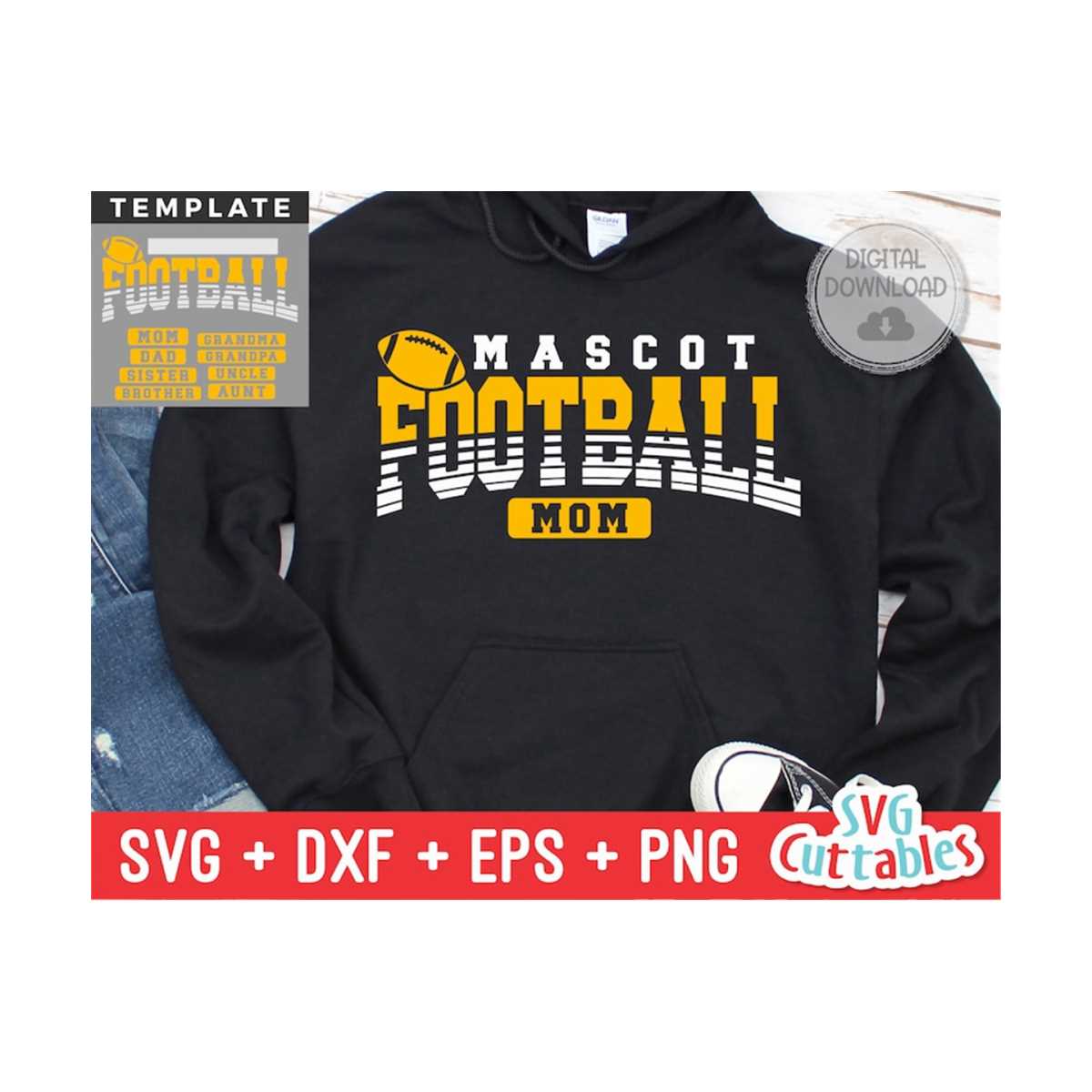 Football Cut File - Football Template 0053 - svg - eps - dx | Inspire ...