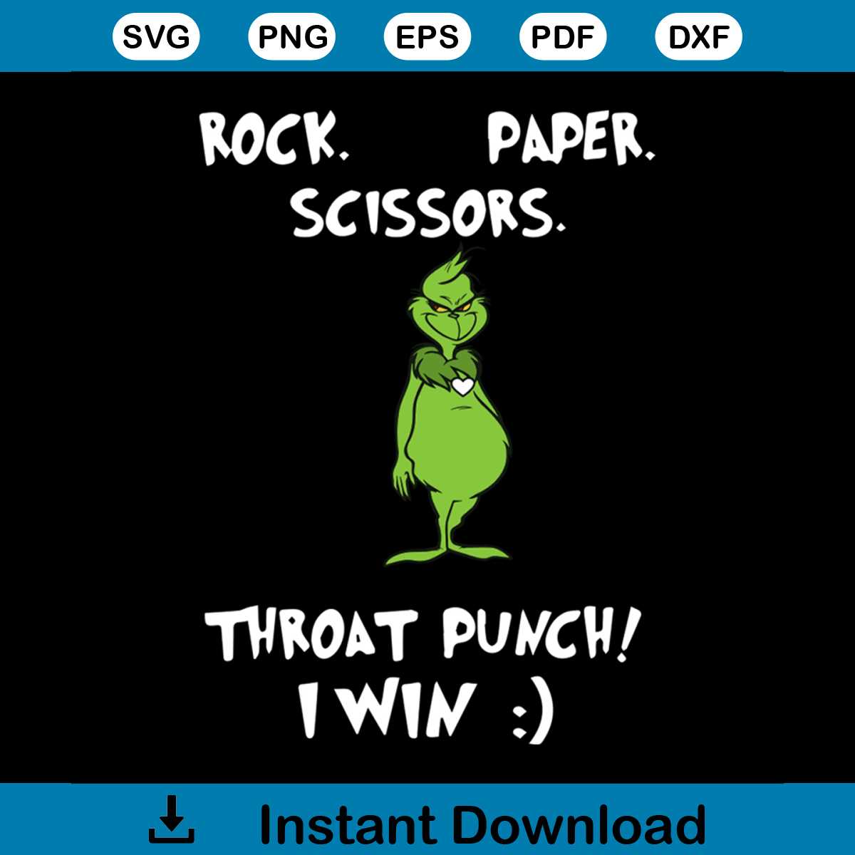 Rock Paper Scissors throat punch I win the grinch svg, Chris | Inspire ...