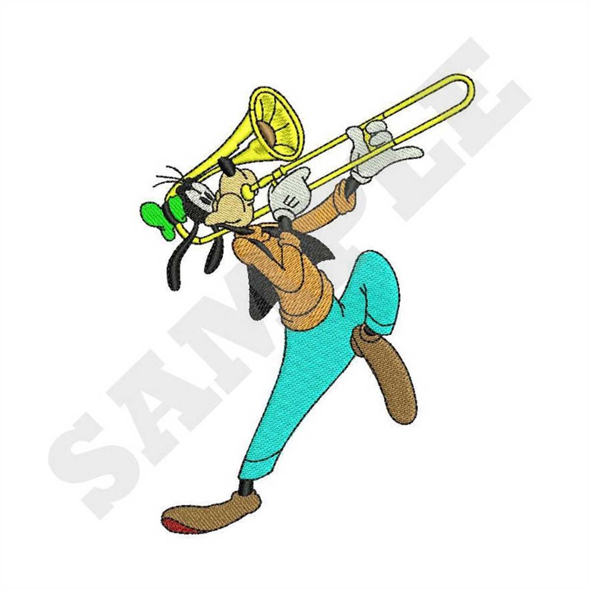 Goofy Playing Trombone Machine Embroidery Design - Inspire Uplift