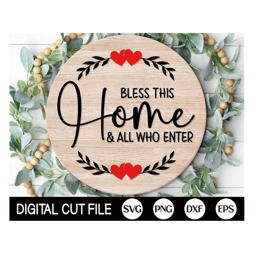 Bless this Home Welcome Sign SVG, Round Door Hanger SVG, Ble | Inspire ...