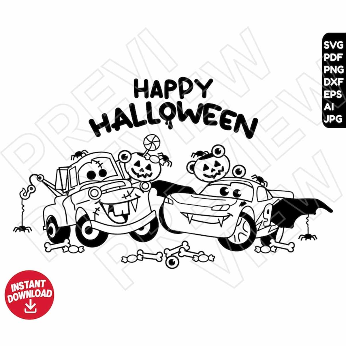 Halloween Cars SVG dxf png clipart , lightning mcqueen , tow - Inspire ...