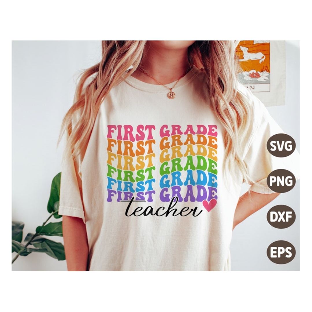 Stacked First Grade Teacher SVG, Back To School Svg, 1st Gra - Inspire ...