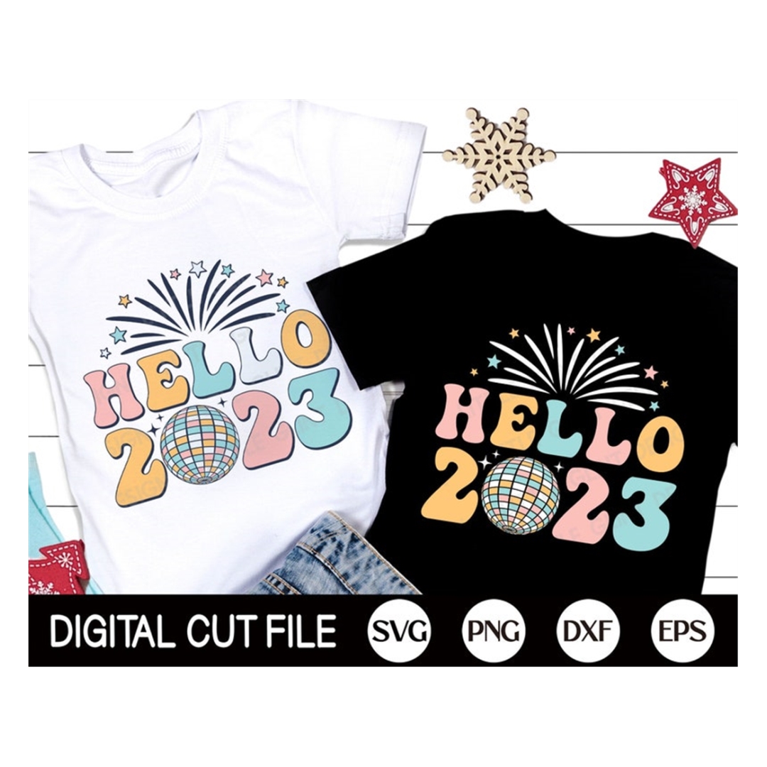 Hello 2023 SVG, New Year 2023 SVG, Disco ball Png, Retro New | Inspire ...