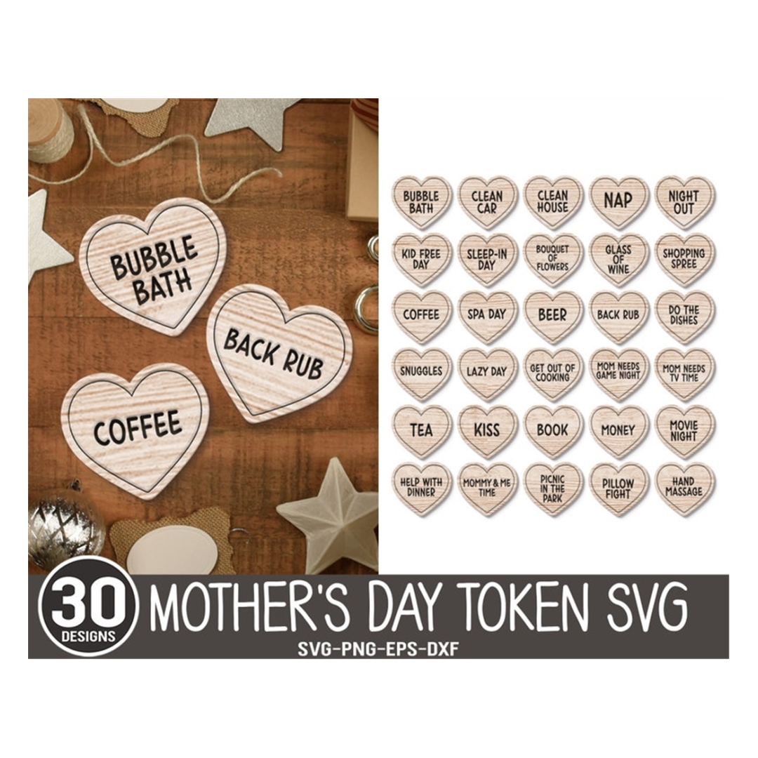 30 Mother's Day Heart Token SVG, Token Laser Cut File, Mothe | Inspire ...