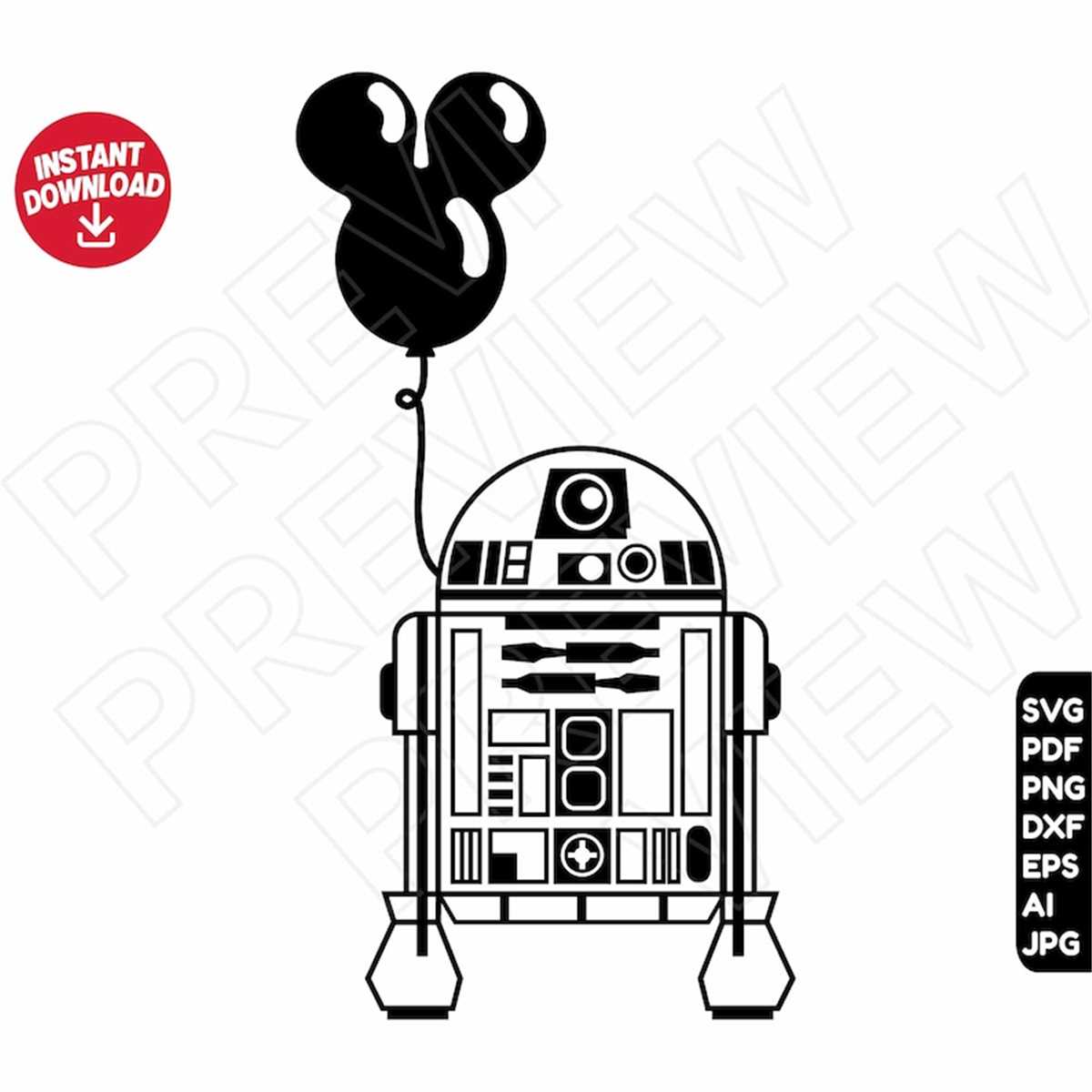 R2D2 SVG balloon dxf clipart png , cut file layered by color - Inspire ...