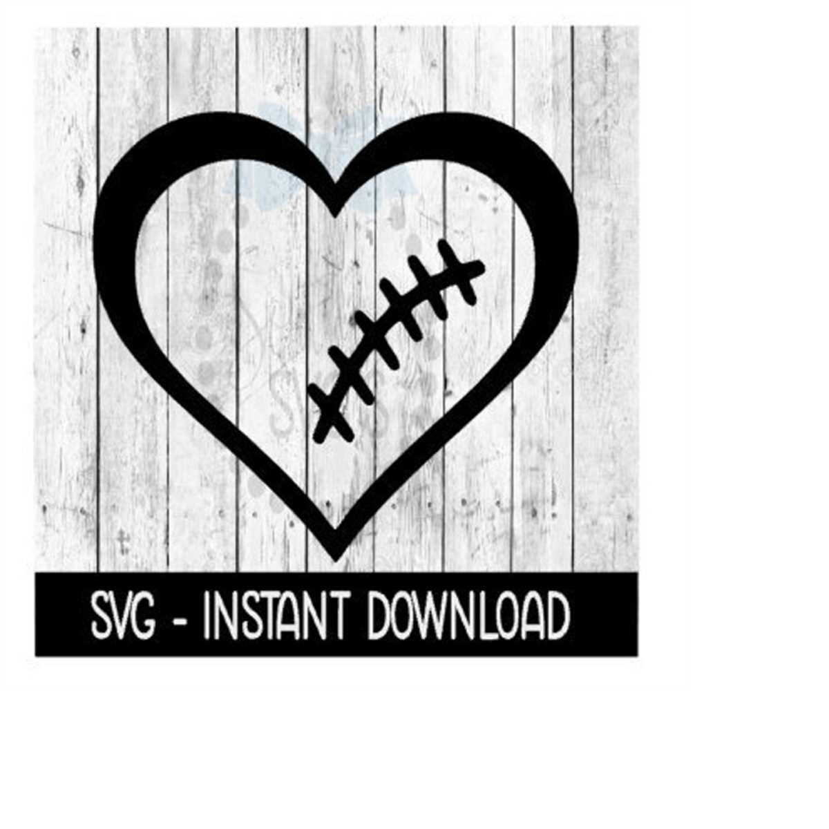 Football Heart SVG, Football In Heart SVG Files, Instant Dow - Inspire ...