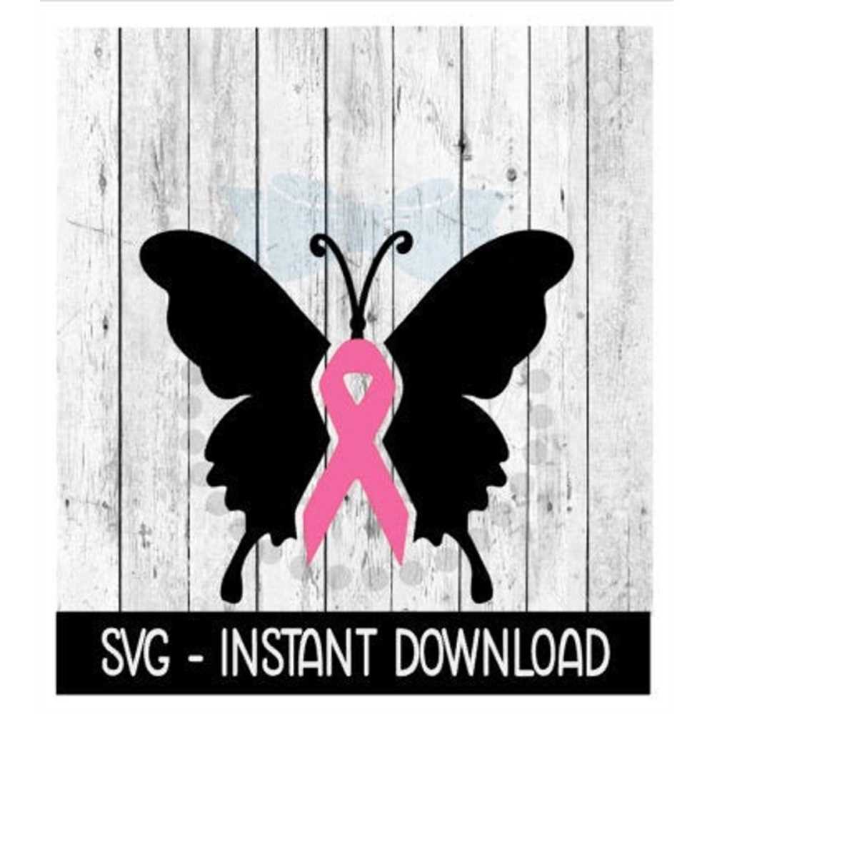Butterfly Cancer Ribbon SVG, Breast Cancer Ribbon SVG, Wine - Inspire ...