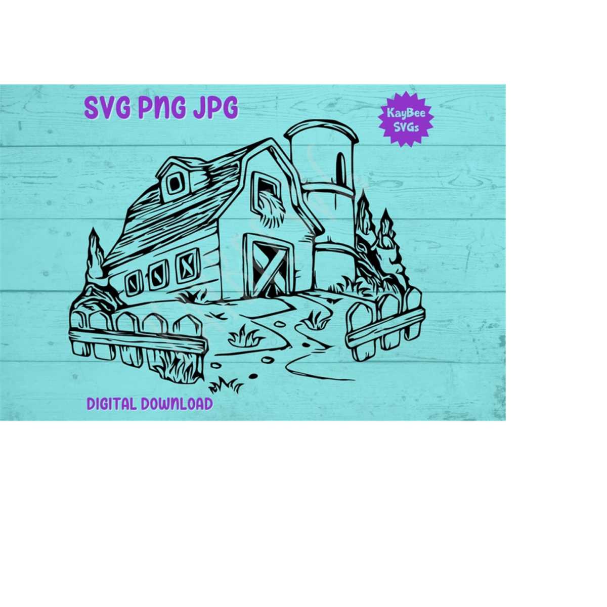 Farm Barn with Silo SVG PNG Jpg Clipart Digital Cut File Dow - Inspire ...