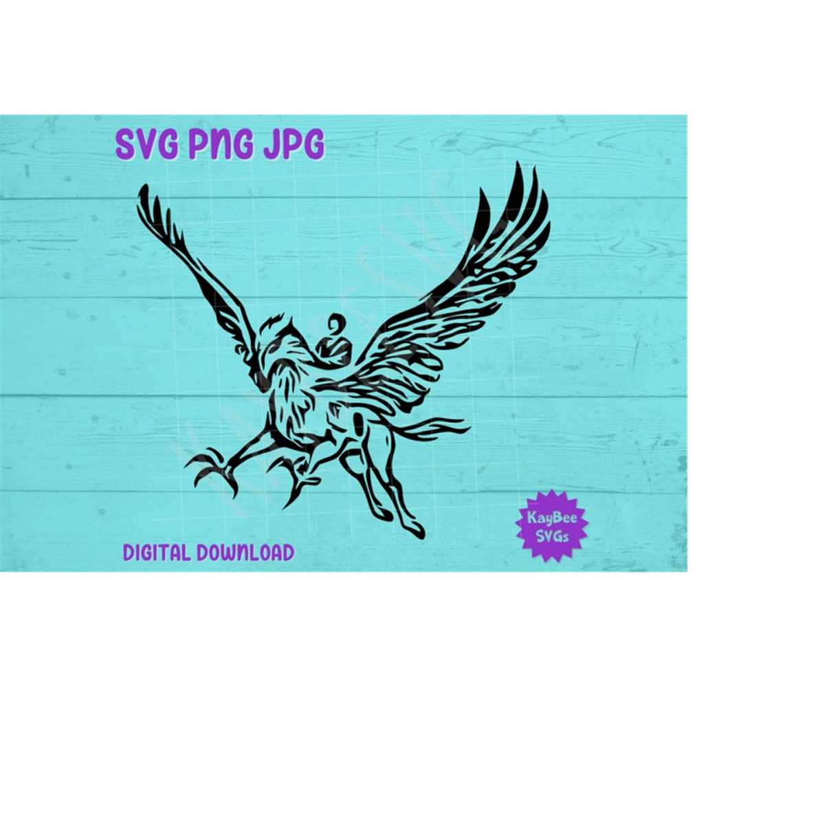 Hippogriff with Wizard Rider SVG PNG JPG Clipart Digital Cut - Inspire ...